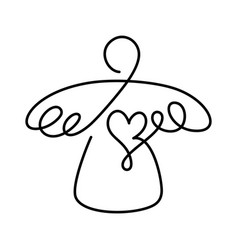 Simple angel with wings continuous line Royalty Free Vector