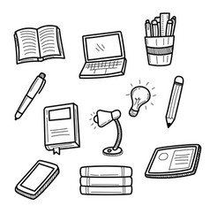 Set of hand-drawn school doodle Royalty Free Vector Image