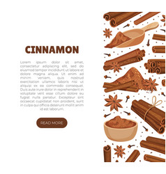 Cinnamon label design with aromatic spice sticks Vector Image