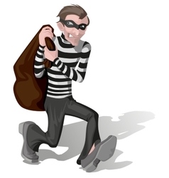 Cartoon rat thief stealing on the bag and running Vector Image