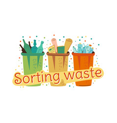 Waste sorting recycling flat banners set Vector Image