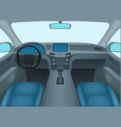 Empty car inside view from windshield on seats Vector Image