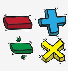 Plus minus multiply divide mathematical symbols Vector Image