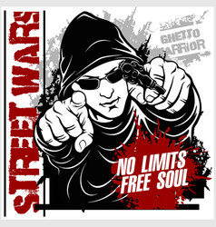 Street fighter with a chain thug - ghetto warrior Vector Image