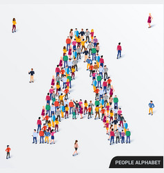 Large group people in letter n form human Vector Image