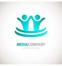 Teamwork colored lab science logo Royalty Free Vector Image