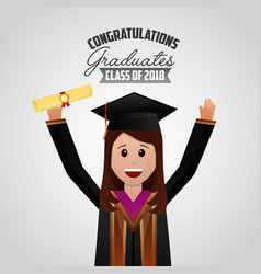 School girl with graduation cap Royalty Free Vector Image