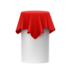 Red reveal cloth podium unveil fabric cover box Vector Image