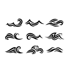 Sea waves of different shapes on white background Vector Image