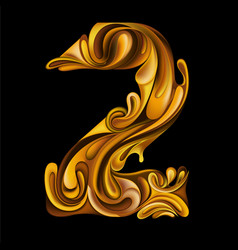 Golden numbers realistic metal plump numerals Vector Image