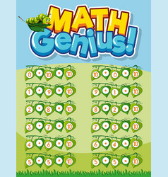 Math worksheet template design for fractions Vector Image