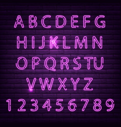 Glowing neon script alphabet font Royalty Free Vector Image
