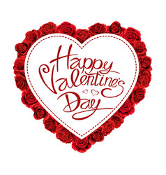 Valentines day red roses heart filled isolated Vector Image