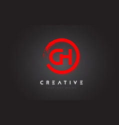 Ch c h grunge brush letter logo design in black Vector Image