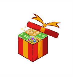 Stack of gift boxes blue and red ribbon bow Vector Image