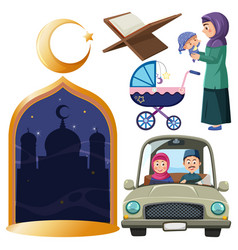 Muslim cartoon characters Royalty Free Vector Image