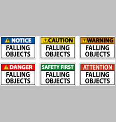 Safety first sign falling objects Royalty Free Vector Image