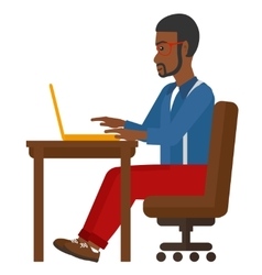 Man sitting working on laptop cartoon character Vector Image