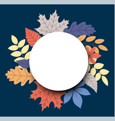 Autumn background with round frame and maple Vector Image