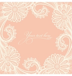 Hand drawn card design template with lace pattern Vector Image