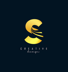 Sy golden letter logo with cutted and intersected Vector Image
