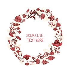 Round frame with spring flowers detailed vintage Vector Image