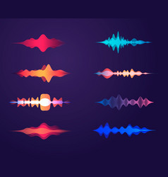 Colored sound waves collection analog and digital Vector Image