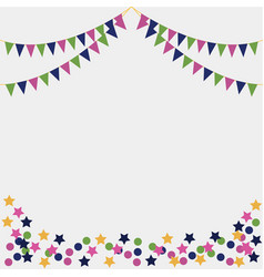 Colorful confetti background with bunting flags Vector Image