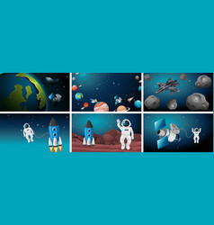 Solar system planets with funny faces out in space