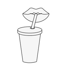 Sexy lips drinking soda Royalty Free Vector Image