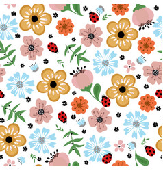 Ladybug seamless pattern summer textile print Vector Image