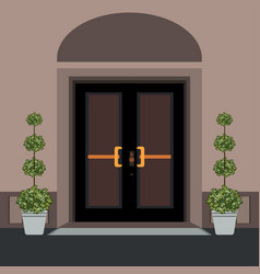 House door front with doorstep and mat steps Vector Image