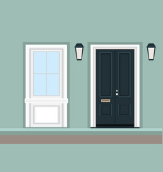 House door front with doorstep and mat steps Vector Image
