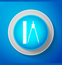 Glowing neon protractor and drawing compass icon Vector Image