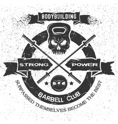 Hard work bodybuilding emblem logo Royalty Free Vector Image