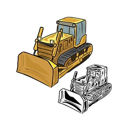Cartoon wheel front loader bulldozer with shovel Vector Image