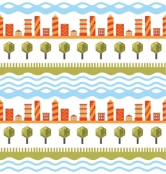 Panorama seamless border with a winter cityscape Vector Image