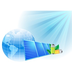 Solar panel isolated with sun and light bulb Vector Image