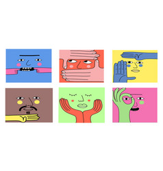 Round abstract comic faces Royalty Free Vector Image