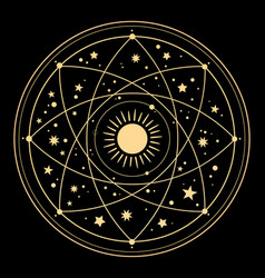 Space esoteric composition sun moon Royalty Free Vector