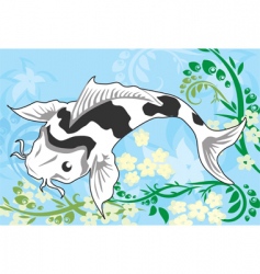 Japan koi fish with kanji word Royalty Free Vector Image
