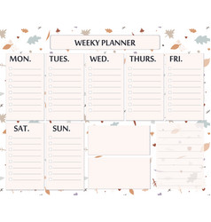 Blank weekly planner template empty autumn Vector Image