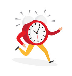 Red alarm clock flat retro Royalty Free Vector Image