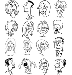 Cartoon faces funny face expressions caricature Vector Image