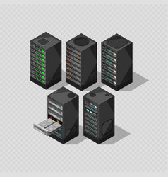 Server room isometric information technology Vector Image