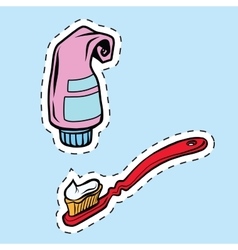 Toothbrush and toothpaste Royalty Free Vector Image