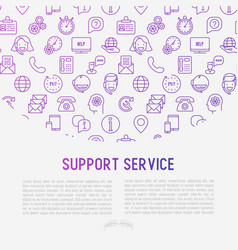 Support service concept with thin line icons Vector Image