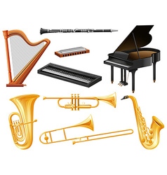 Wind instruments in sketch and cartoon style Vector Image