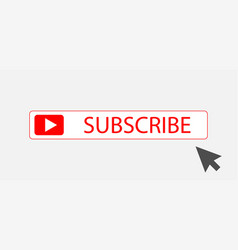 Red subscribe button with mouse pointer Royalty Free Vector