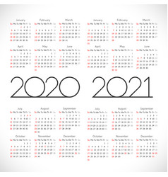Calendar 2020 pocket basic grid Royalty Free Vector Image